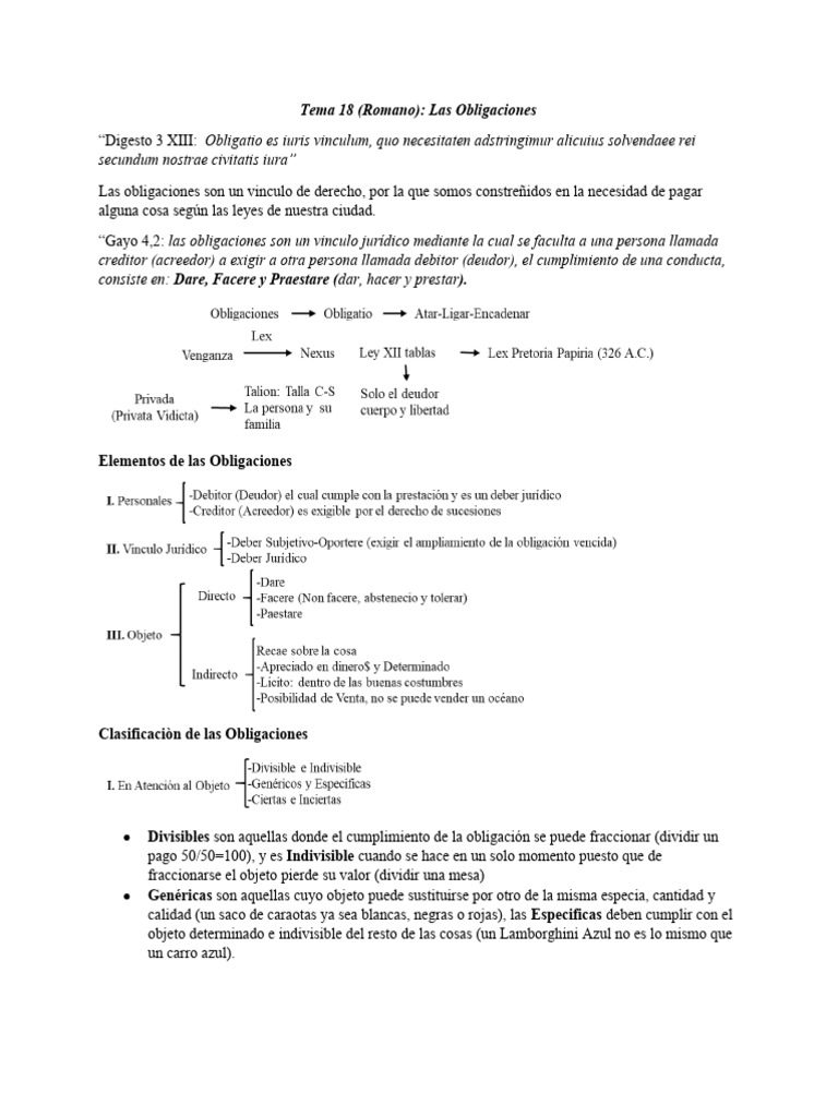 Tema 18 Romanio-Las Obligaciones | PDF | Pagos | Ley común