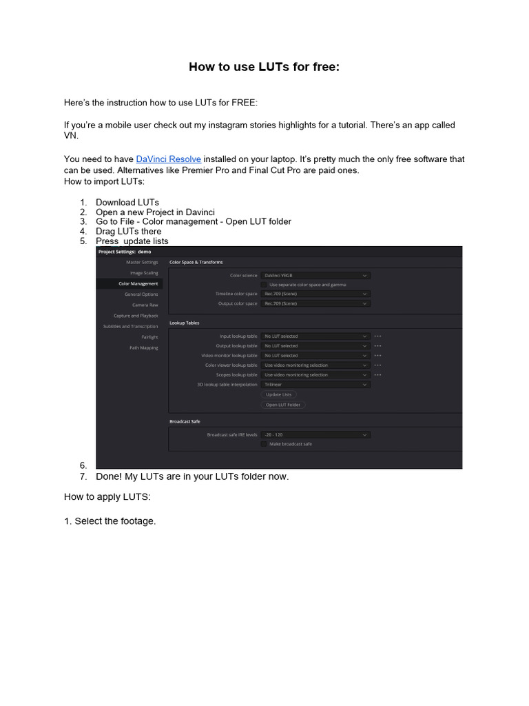 How to use LUTs | PDF