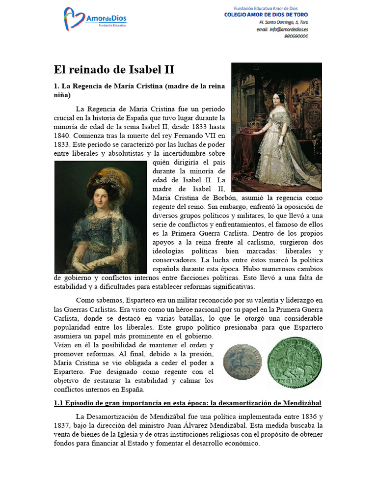 El Reinado de Isabel II | PDF | España