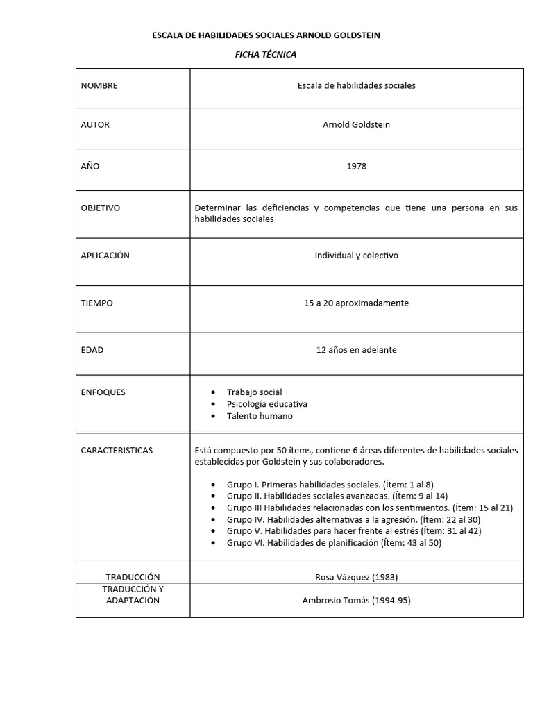 Cuestionario de GOLDSTEIN | PDF