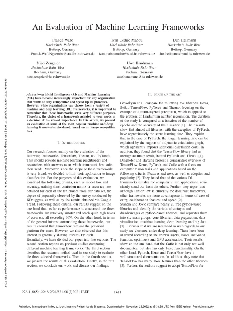 An Evaluation Of Machine Learning Frameworks Download Free Pdf Artificial Neural Network 