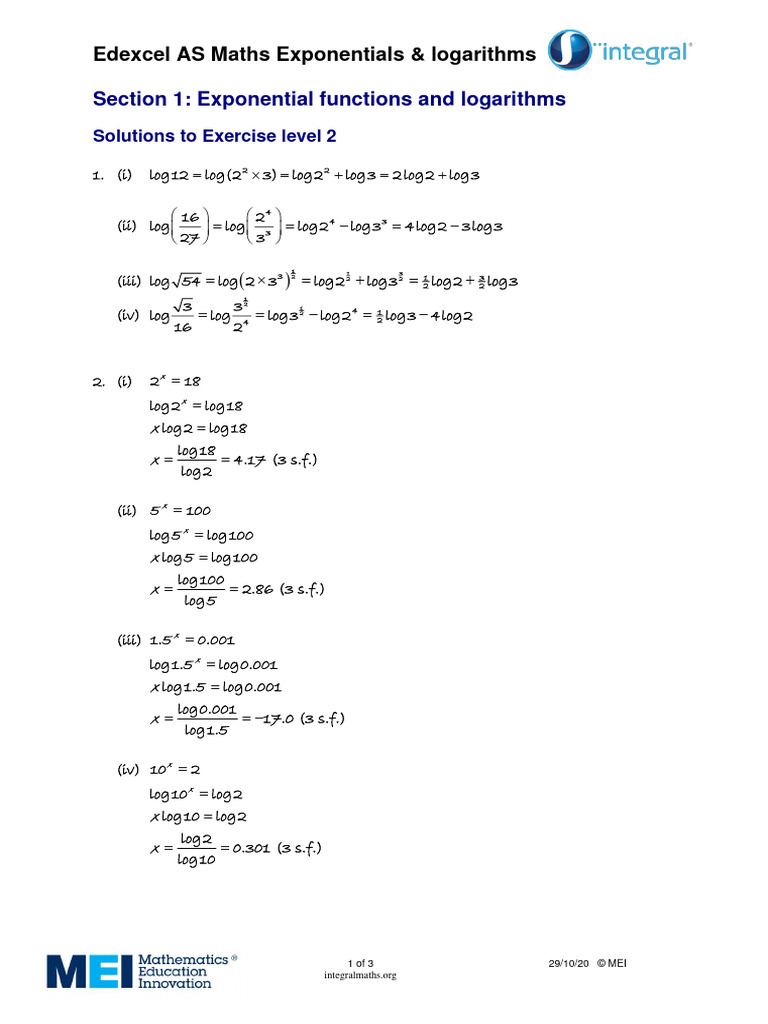 HW2-ANS-Exp and logMS | PDF | Logarithm | Exponential Function