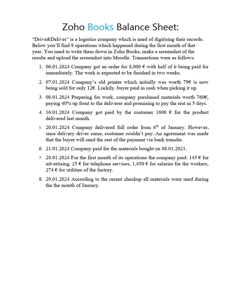Zoho Books Balance Sheet | PDF