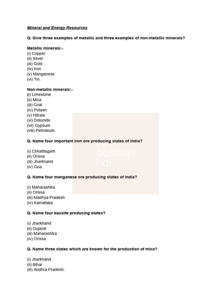 Mineral and Energy Resources | PDF | Electrical Resistance And ...