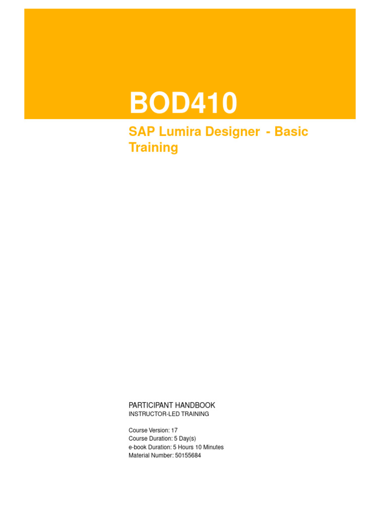 BOD410 - EN - Col17 SAP Lumira Designer - Basic | PDF | Computer File | Command Line Interface