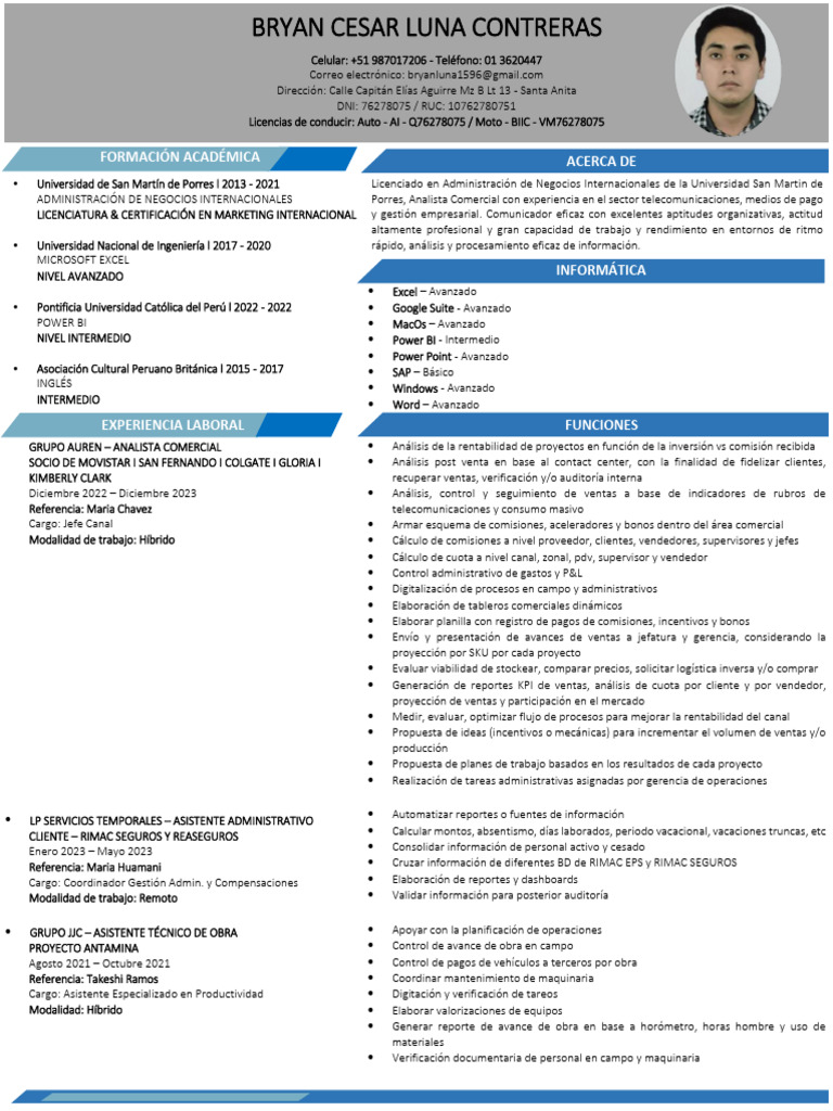 CV - Bryan Luna | PDF | Logística | Business