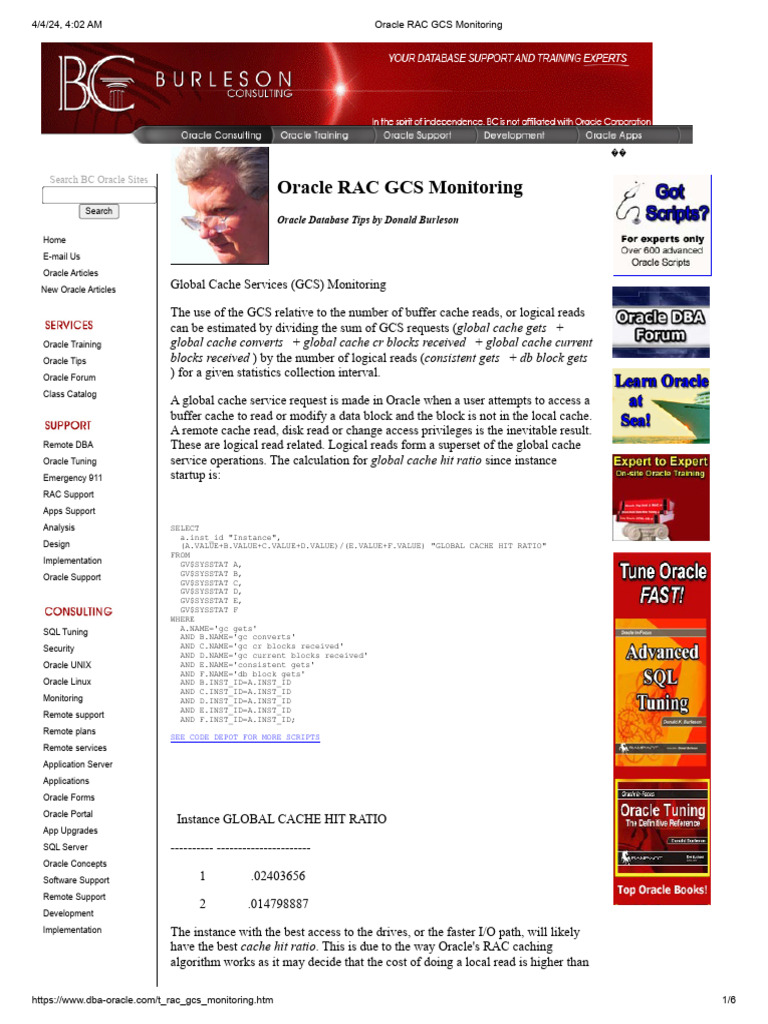Oracle RAC GCS Monitoring | Download Free PDF | Cache (Computing) | Information Technology ...