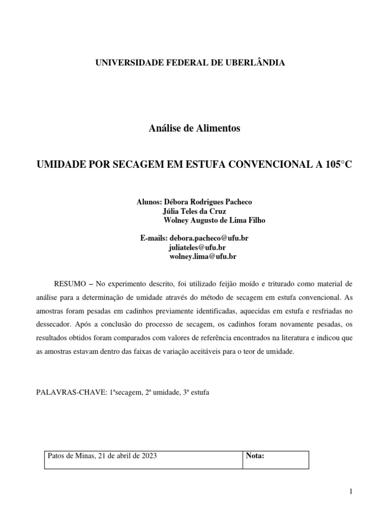 Relatório Umidade | PDF | Umidade | Temperatura