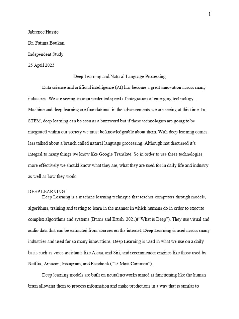 Deep Learning Natural Language Processing Term Paper | PDF | Artificial ...
