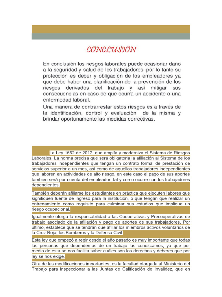 Ley 1562 de 2012: Riesgos Laborales y Afiliación | PDF | Seguridad y ...