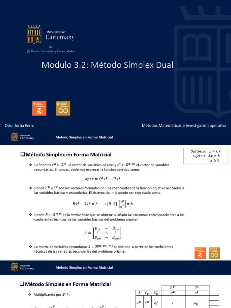 Método Símplex Dual: Optimización Matricial | PDF | Algoritmos y Estructuras de Datos ...