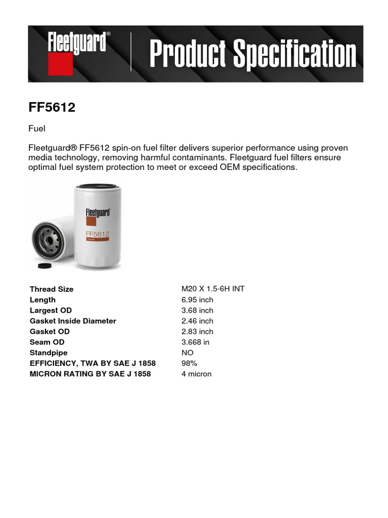 Product Specification - FF5612 | PDF