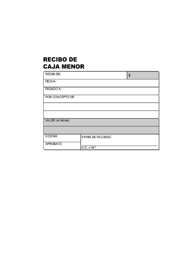 Recibo caja menor | PDF