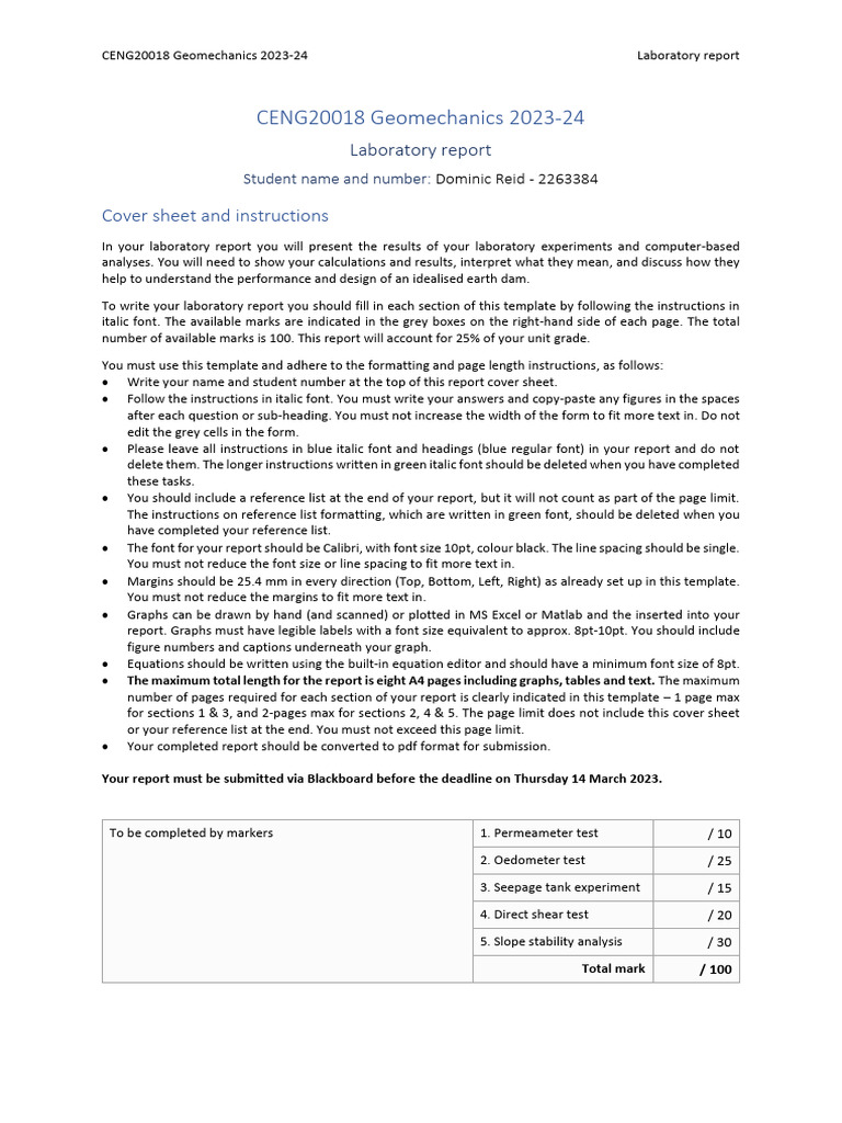 Geomechanics Lab Report 2024 | PDF | Permeability (Earth Sciences ...