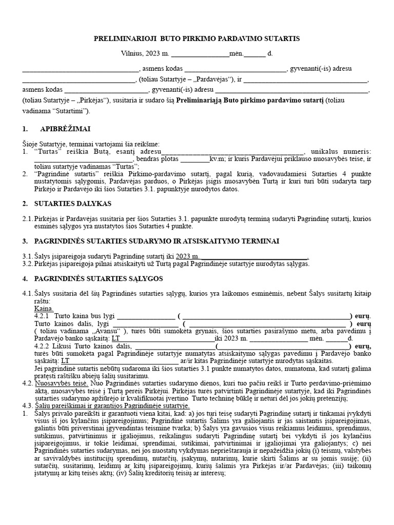 Sutarties Šablonas | PDF