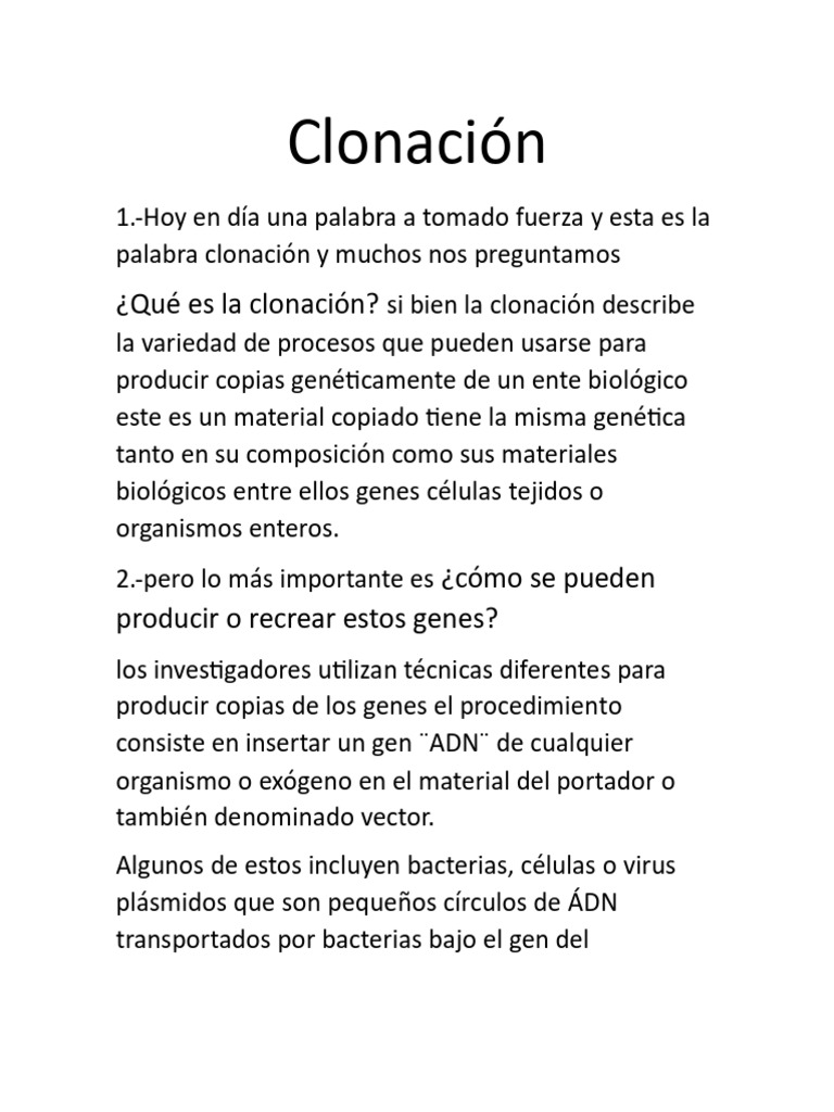 Clonación | PDF | Clonación | Gene Clonación | PDF | Clonación | Gene