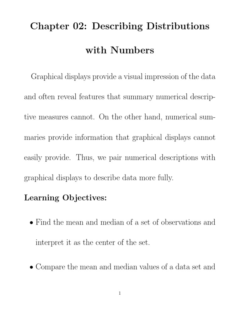 Chapter 02-Describing Distributions With Numbers | PDF | Median | Mean