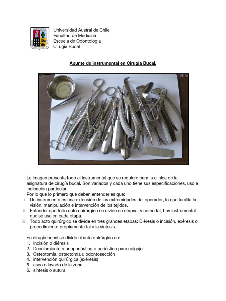 Instrumental Quirúrgico en Cirugía Bucal | PDF | Cirugía | Hueso