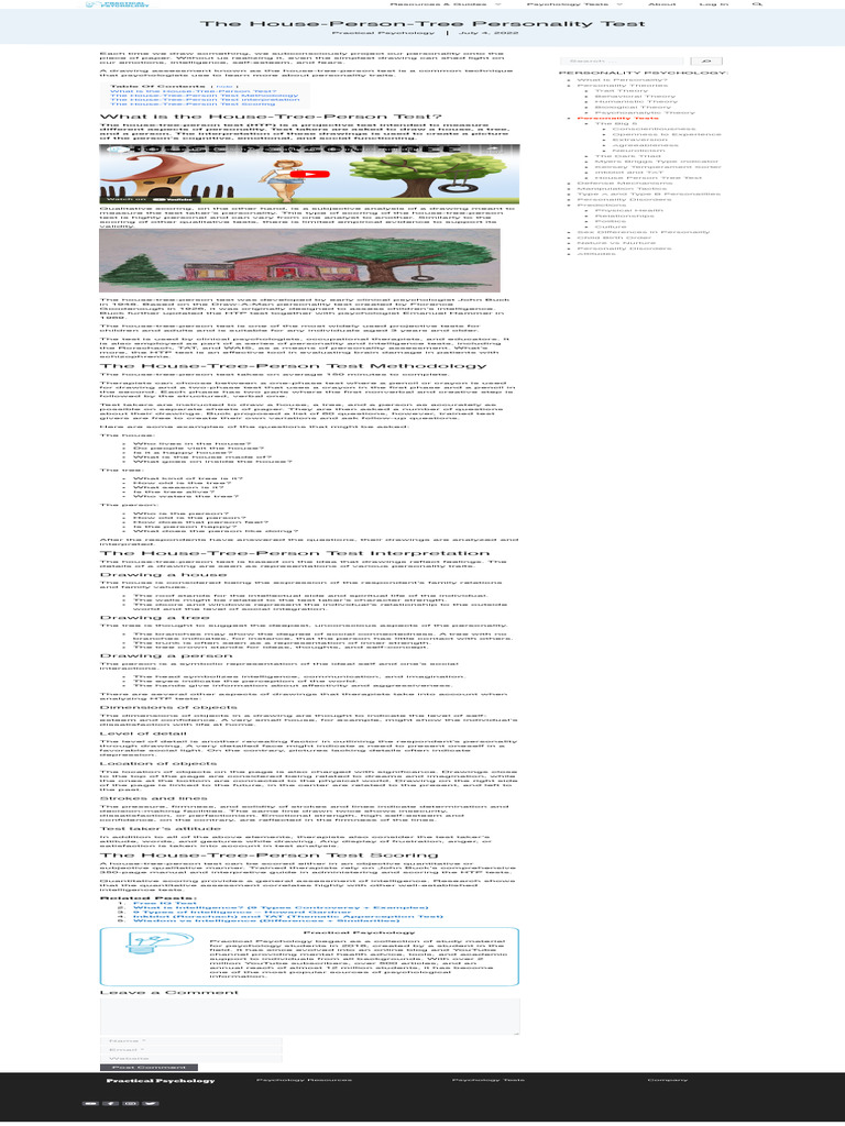 House-Tree-Person Test Overview | PDF | Art Therapy | Personality ...