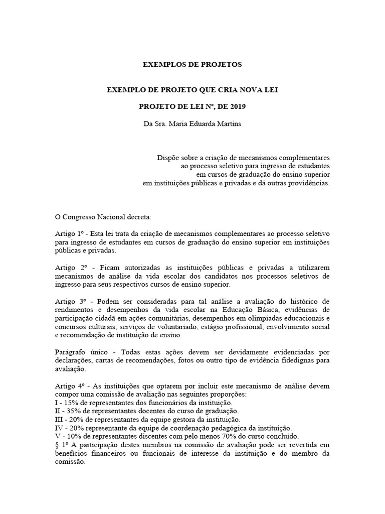 3 - Exemplo de Projeto de Lei | PDF | Negócios