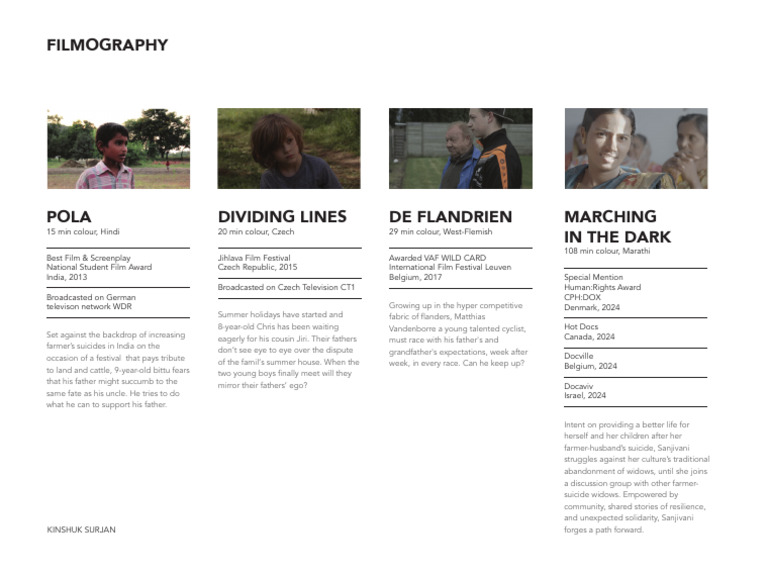 Filmography - Kinshuk Surjan | PDF
