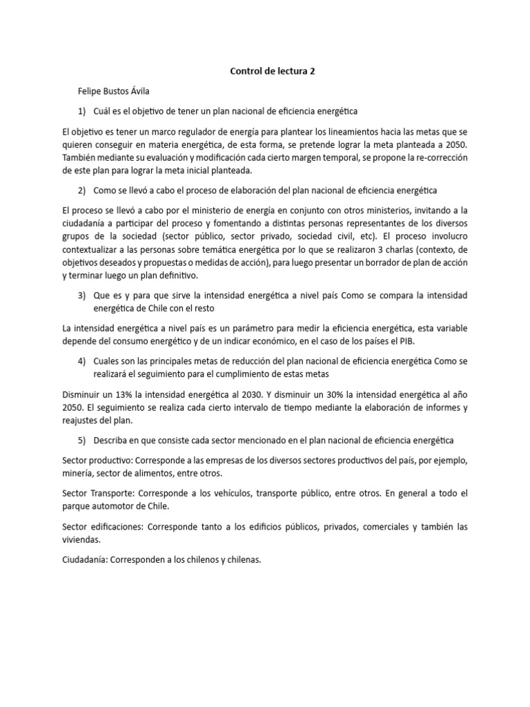 Control de lectura 2 | PDF | Uso eficiente de energía | Transporte