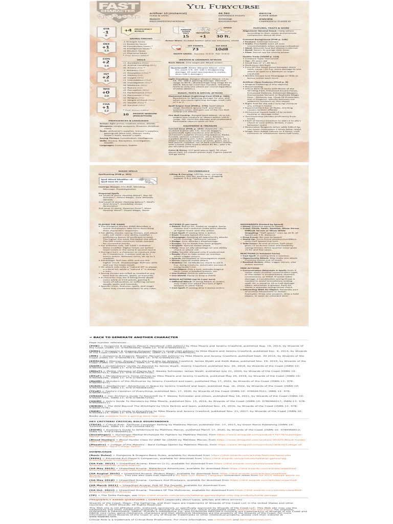 Fast Character - D&D Character Maker - Goblin Artificer 10 (Alchemist ...