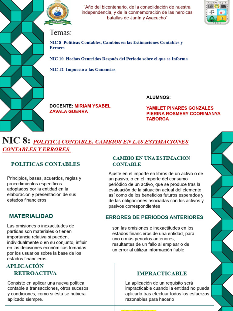 Trabajo Nic 8 10 12 | PDF | normas internacionales de INFORMACION ...