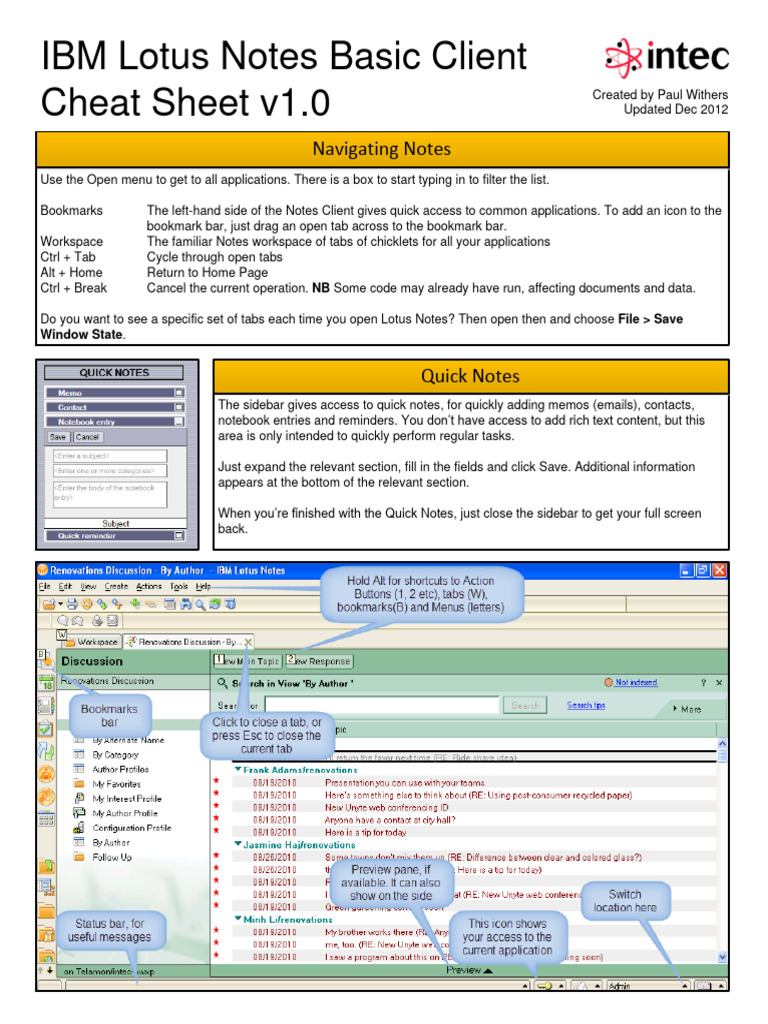 Lotus-Notes-Basic-Cheatsheet | PDF | Database Index | Software