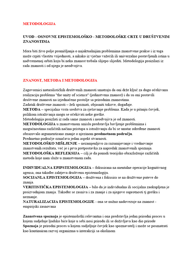Metodologija 1 | PDF