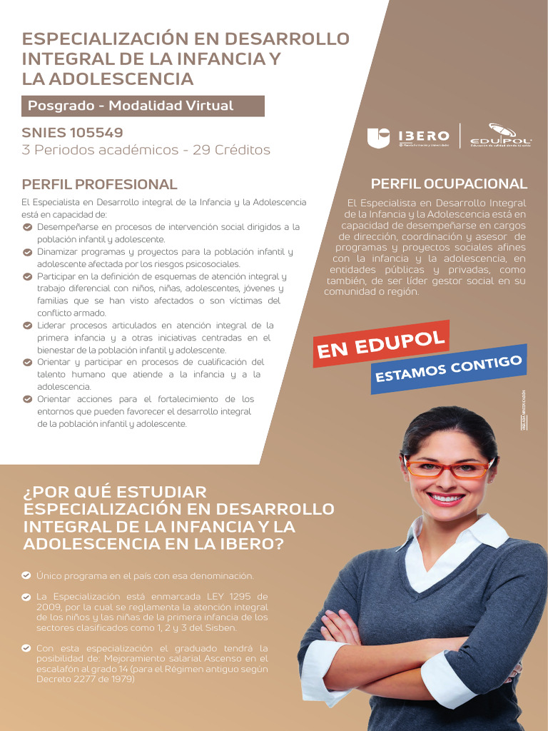 Ficha Tecnica ESPECIALIZACION EN DESARROLLO INTEGRAL DE LA INFANCIA Y LA ADOLESCENCIA 2 | PDF ...