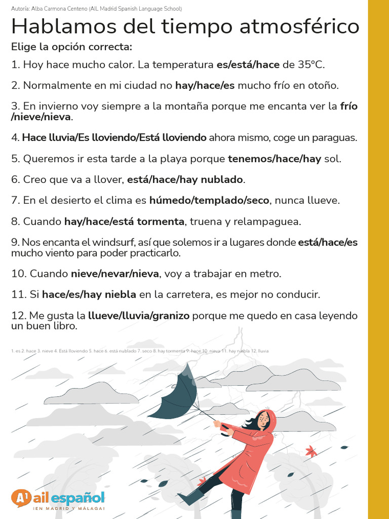 Oraciones sobre el clima en español | PDF