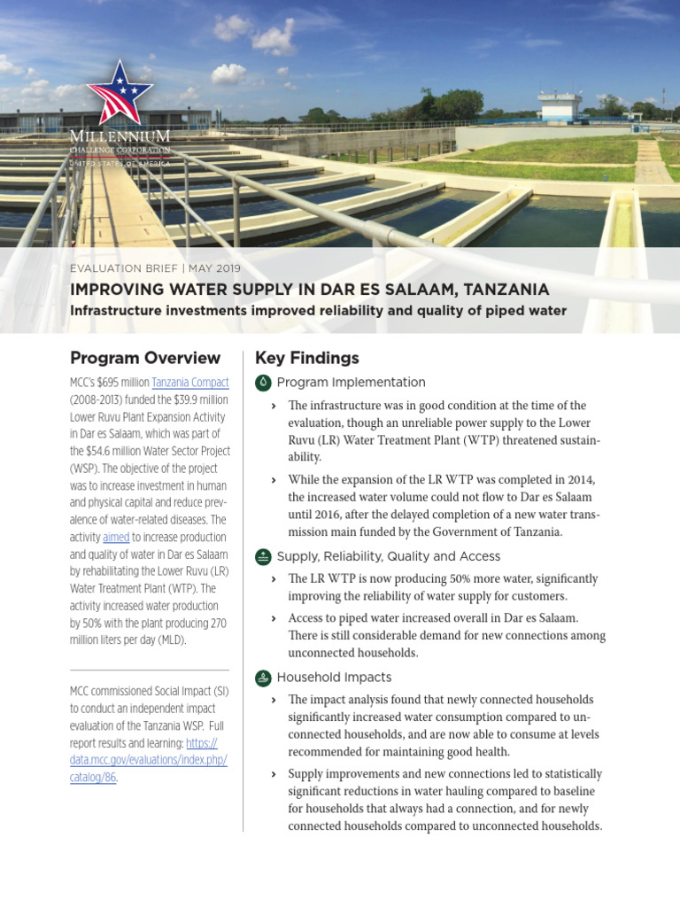 Eval Brief 20190022230 Tza Water Dar Es Salaam | PDF | Drinking Water ...
