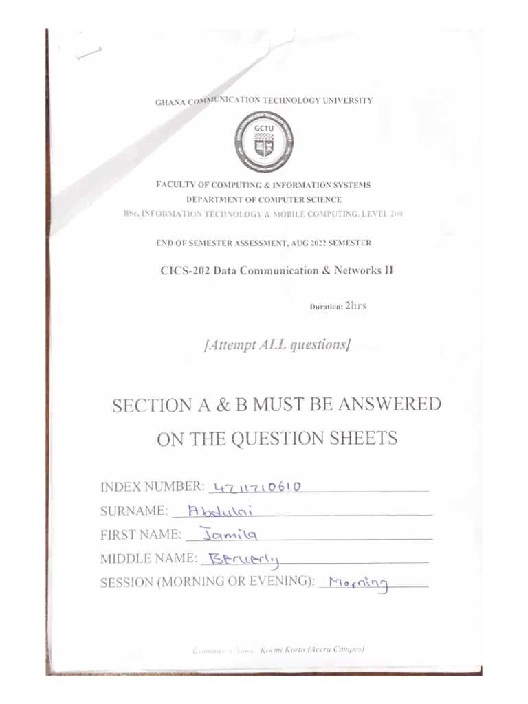 Cics 202 - Data Communication Ans Network II | PDF