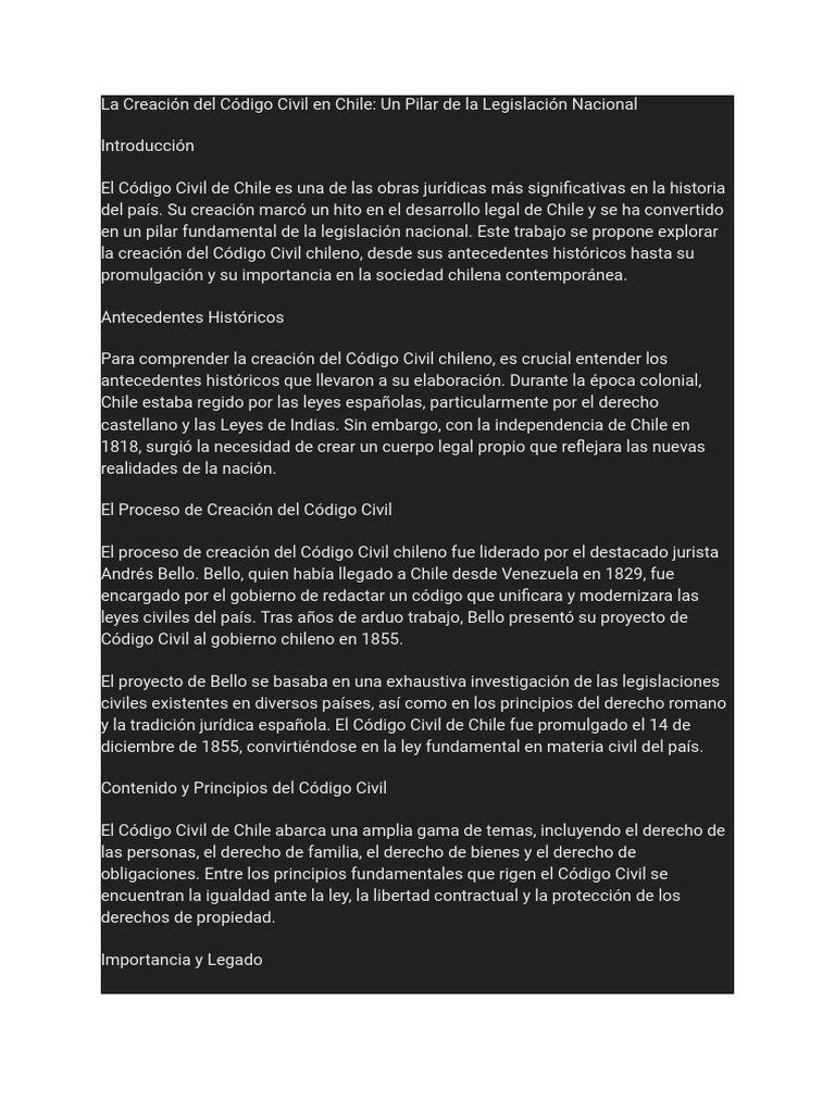 La Creación del Código Civil en Chile_ Un Pilar de la Legislación ...