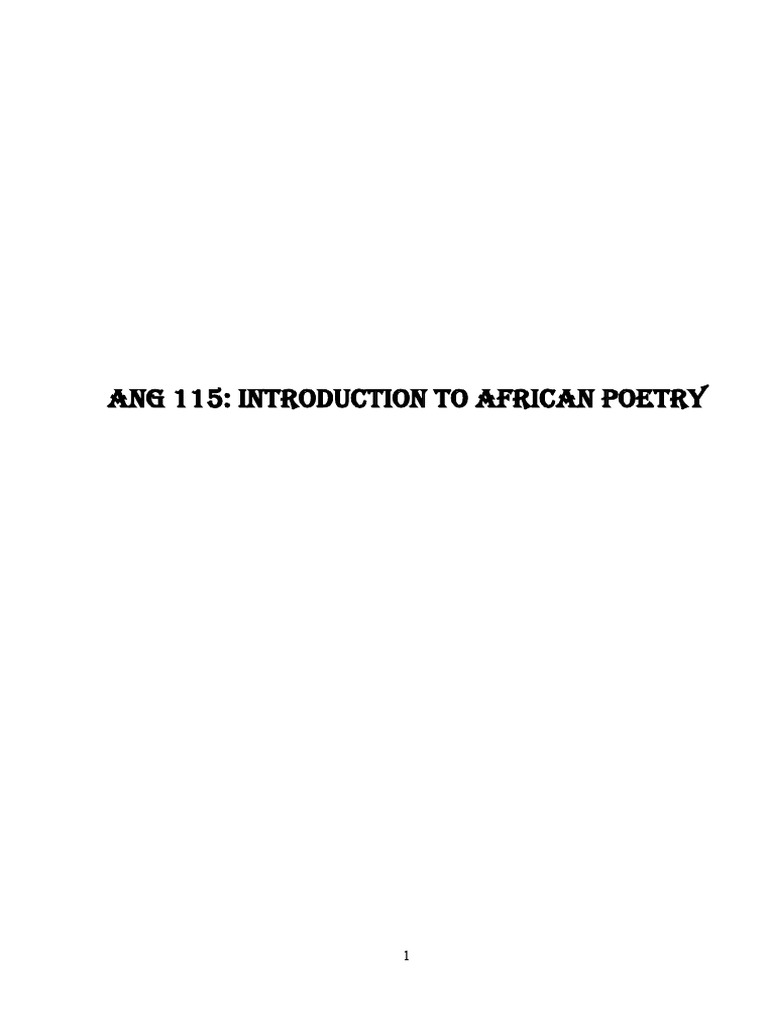 Introduction to African Poetry | PDF | Poetry | Metre (Poetry)