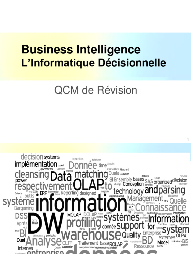 QCM Bi | PDF | Entrepôt de données | Données informatiques