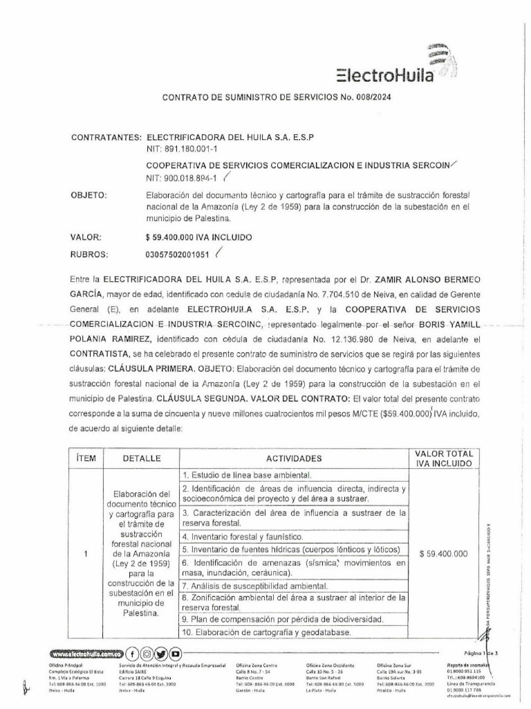 Contrato No. 008-2024 y CRP | PDF