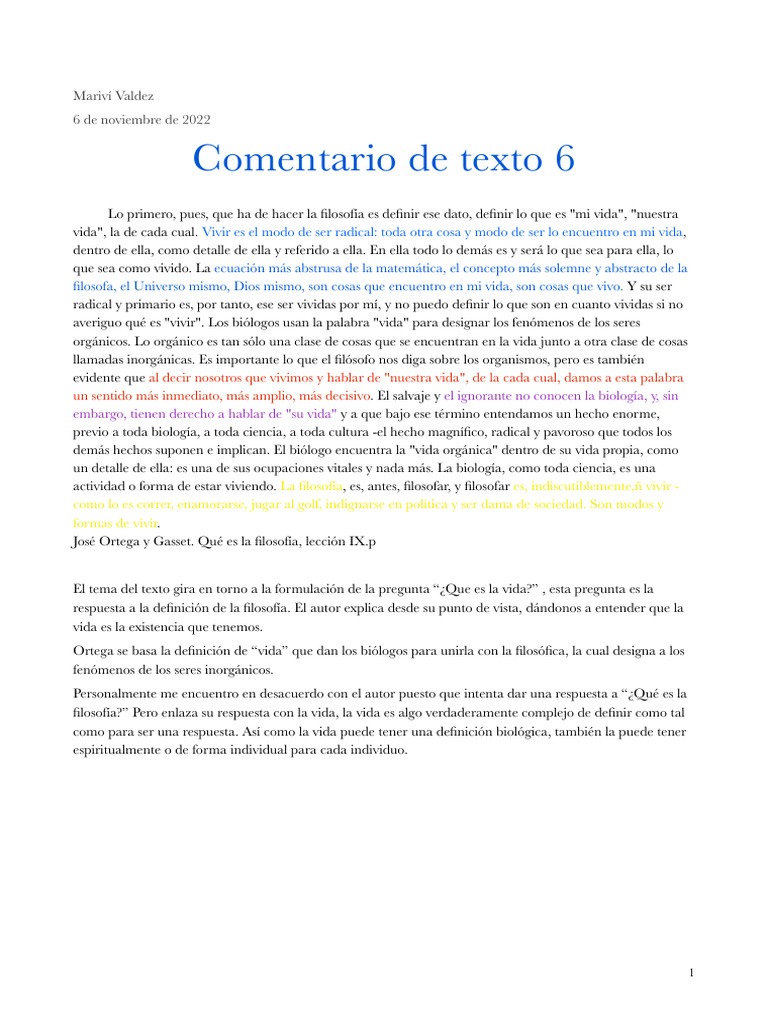 Comentario de Texto 6 | PDF