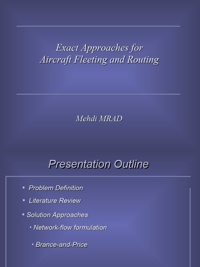 Prsentation Aircraft-Routing | PDF | Airlines | Algorithms
