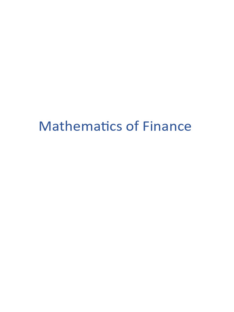 Formulae For Mathematics of Finance | PDF | Present Value | Mathematical Finance