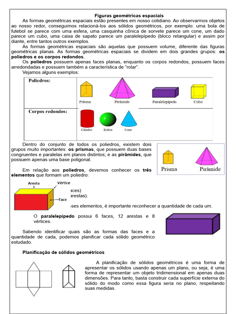 Figuras geométricas espaciais | PDF