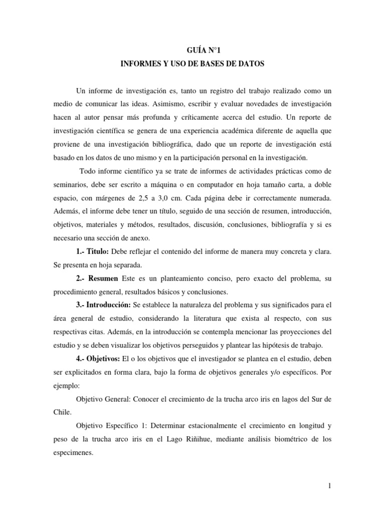 GUÍA N°1 AMB 1141 Inf y Bases Datos | PDF | Taxonomía (biología) | Bases de datos