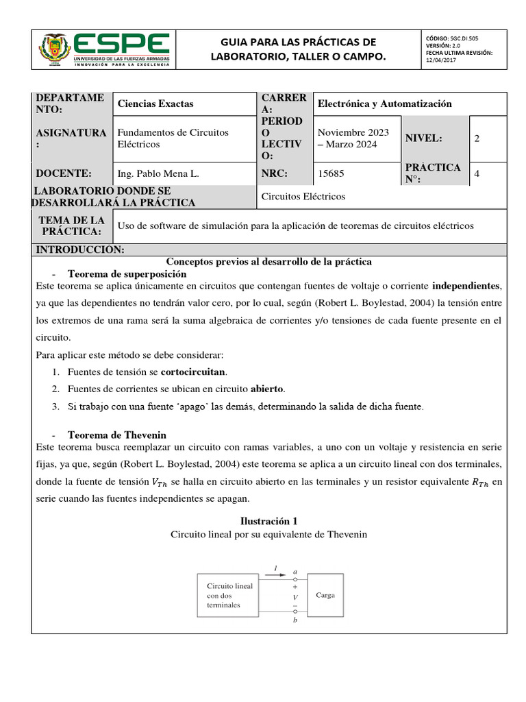 Lab 4 - Uso de programas | PDF | Red eléctrica | voltaje