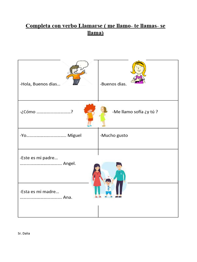 Completa Con Verbo Llamarse | PDF