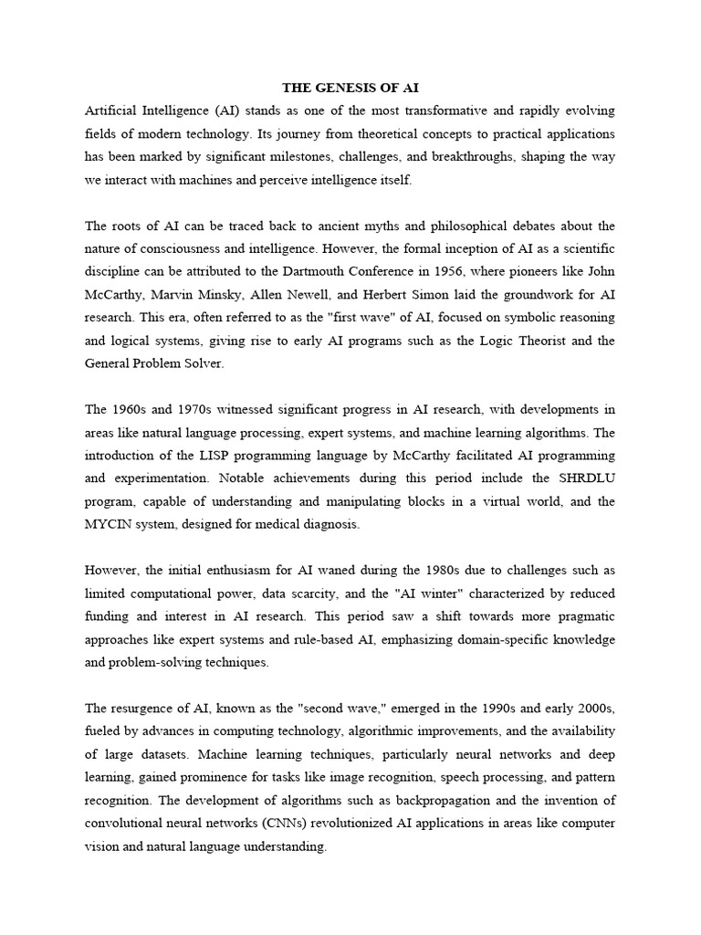 The Genesis Of Ai Pdf Artificial Intelligence Intelligence Ai