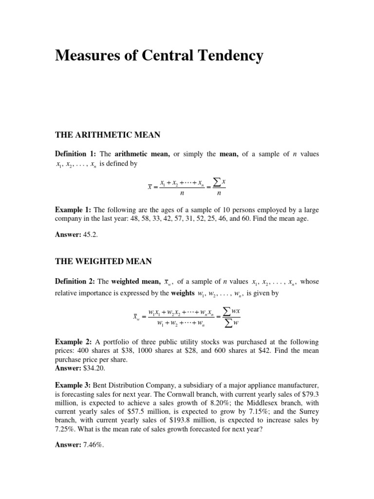 Measures of Central Tendency | PDF | Mode (Statistics) | Median