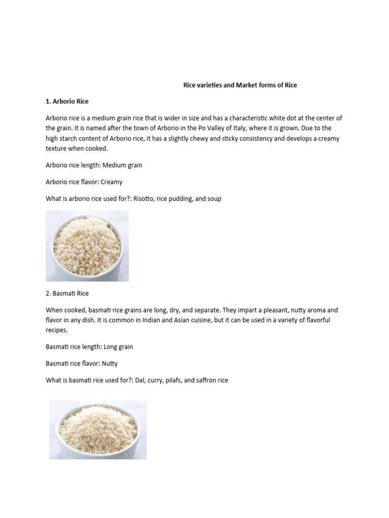 Varieties of Rice 11 | Download Free PDF | Rice | Sushi