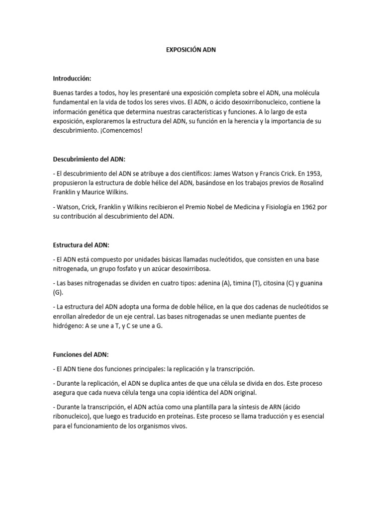 EXPOSICIÓN ADN 1 | PDF | Adn | Genética