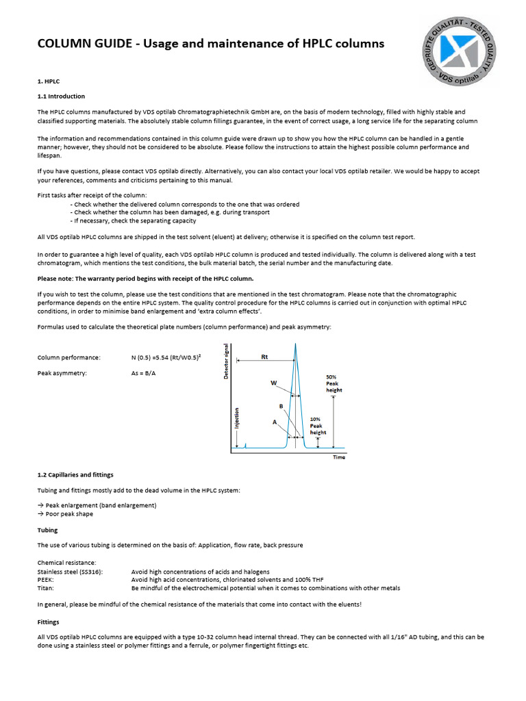 Column Guide VDS Optilab | PDF | High Performance Liquid Chromatography ...